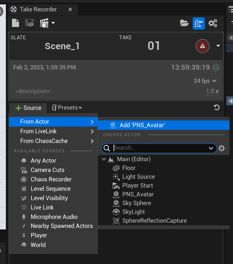 Recording Data in UE5 – PERCEPTION NEURON